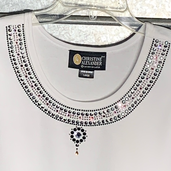 Christine Alexander | Tops | Nwt White Tank Top Shirt Pink Silver ...